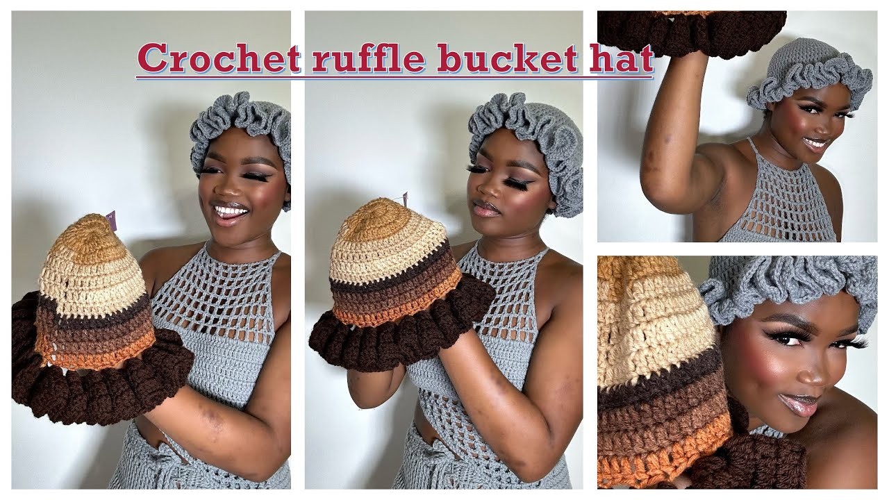HOW TO CROCHET RUFFLE BUCKET HAT or Rose hat. #crochettutorial #crochet ...