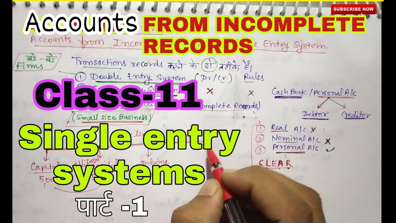 Class 11 accounts from incomplete records- single entry systems - YouTube