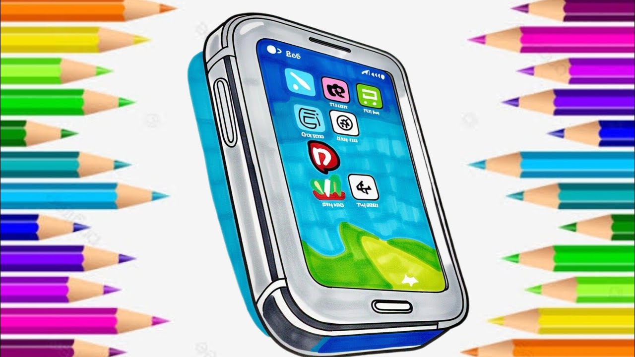 3D Mobile || drawing a mobile | how to draw mobile phone | Easy drawing ...