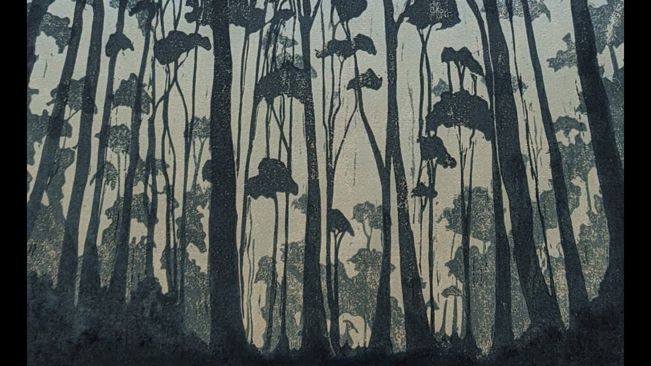 Woodblock Print 'Karri Trees' Printmaking Process (Timelapse ...
