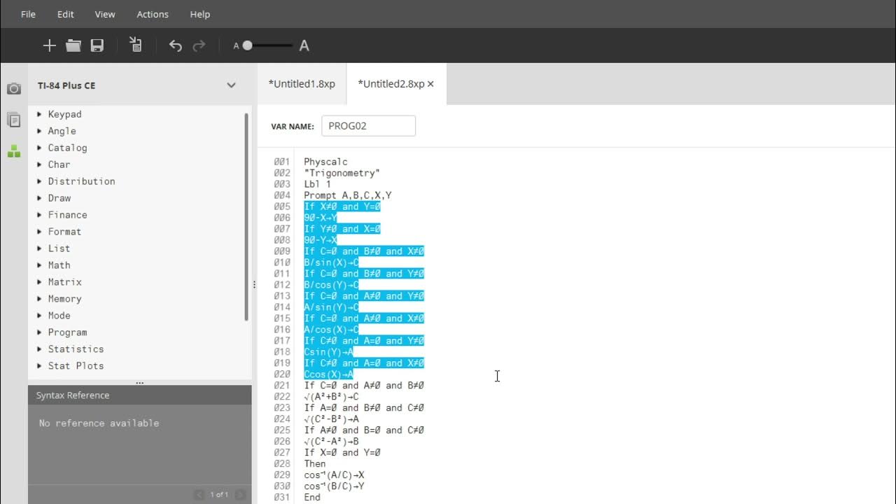 Trigonometry Program Ti84 - YouTube