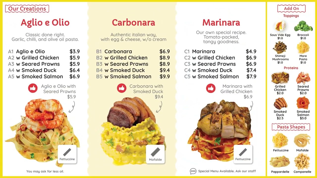 PastaGo Menu A - YouTube