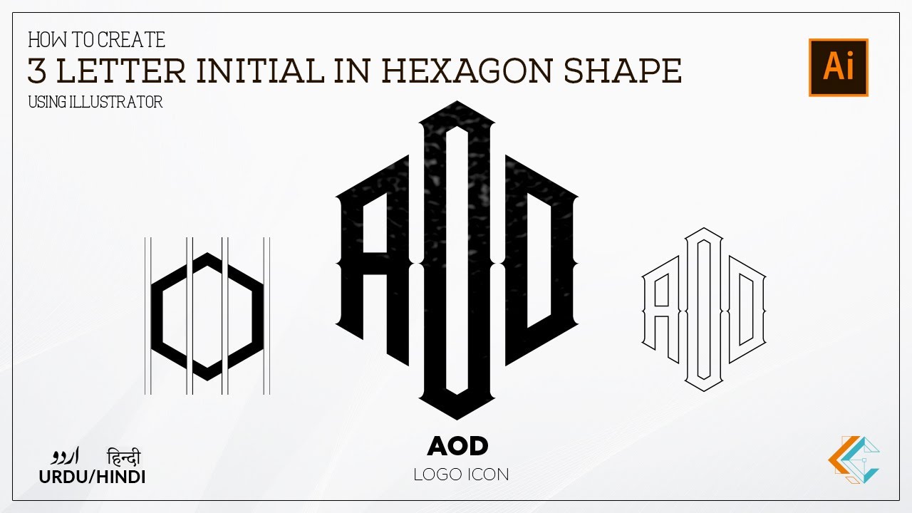 Hexagonal letters logo, Complete process | Learn creative - YouTube
