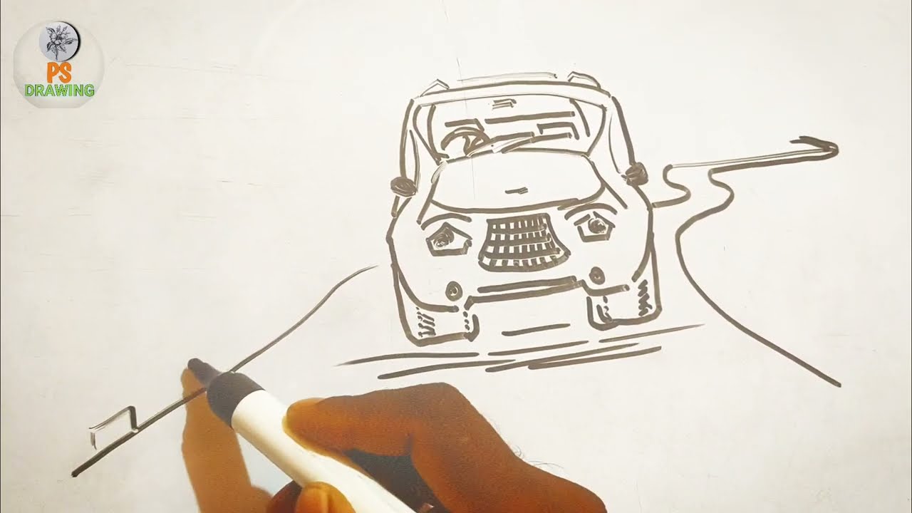 How to draw a car drawing, cute car drawing step by step. - YouTube