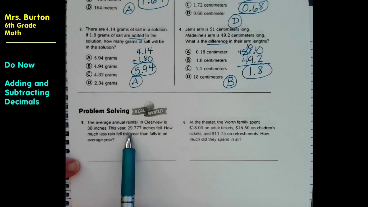 6th grade Math - Do Now Answers from Sept 2 - YouTube