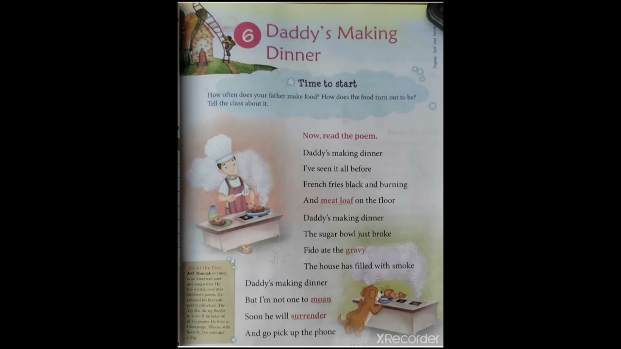 Class-lll (English) Poem- Daddy's Making Dinner - YouTube