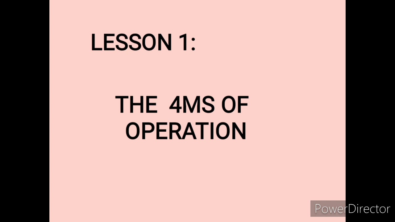 LESSON 1 : 4M's OF OPERATION - YouTube