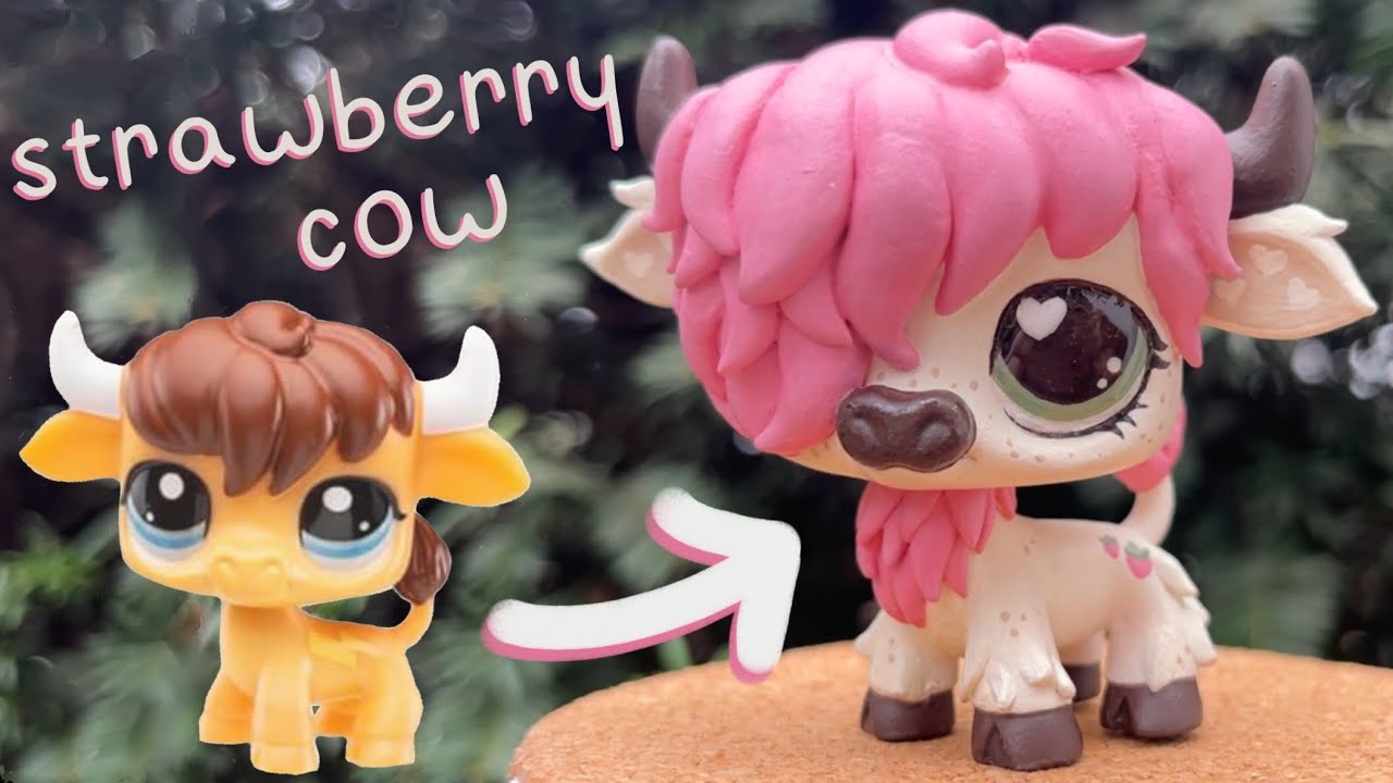 Strawberry Highland Cow 🍓Littlest Pet Shop Custom - YouTube