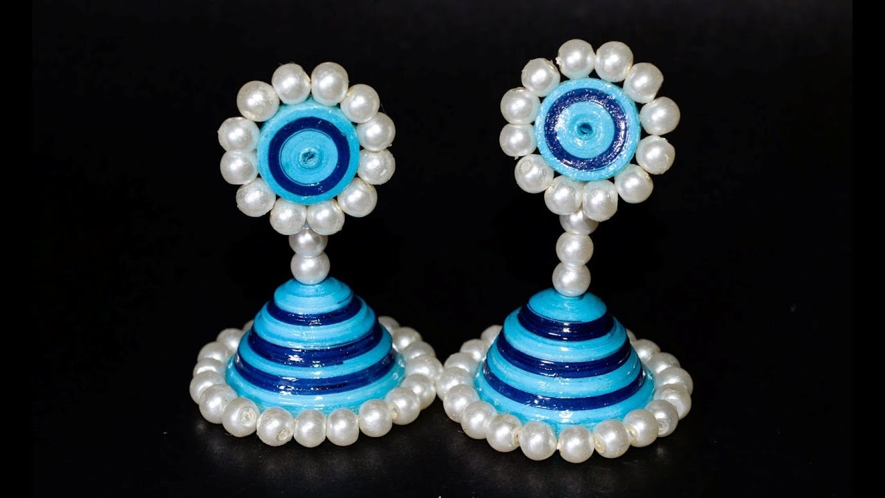 How to make Double colored Paper Quilled Jhumka .. - YouTube