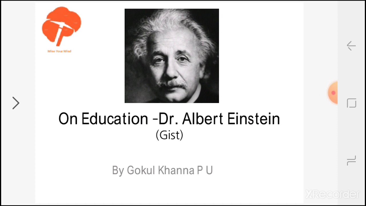 Speech On Education - Dr Albert Einstein - YouTube