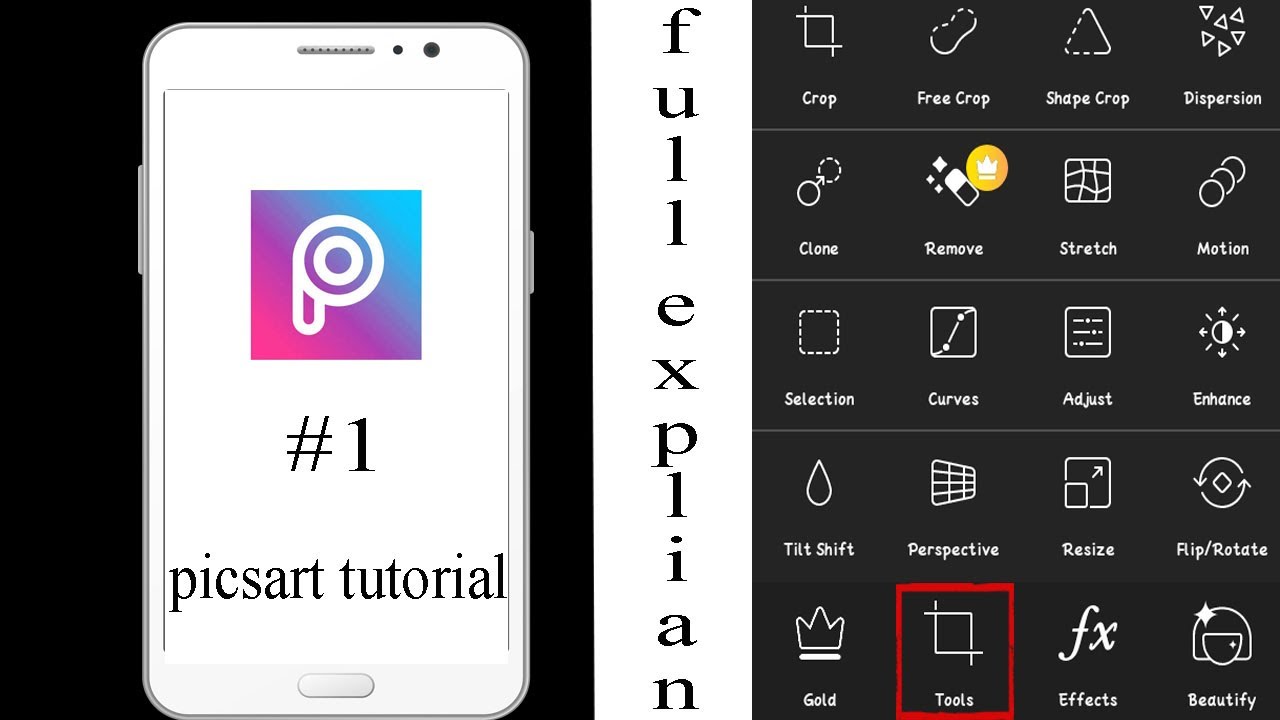 PicsArt tutorial part-1 toolbar full explain👆👇💥 - YouTube