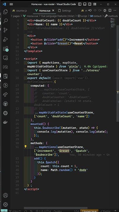 $reset method in pinia options api store #vue composition api - YouTube