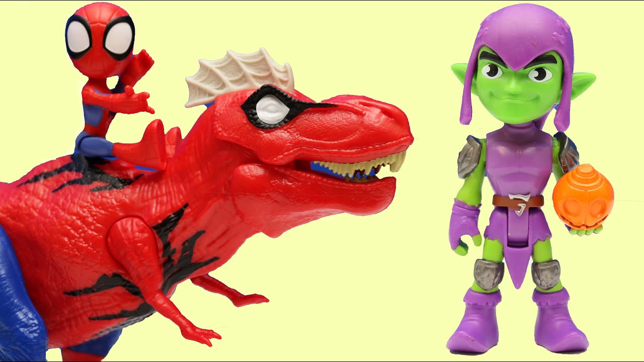 Spidey Turns Into Spidey Rex T-Rex Dinosaur - YouTube