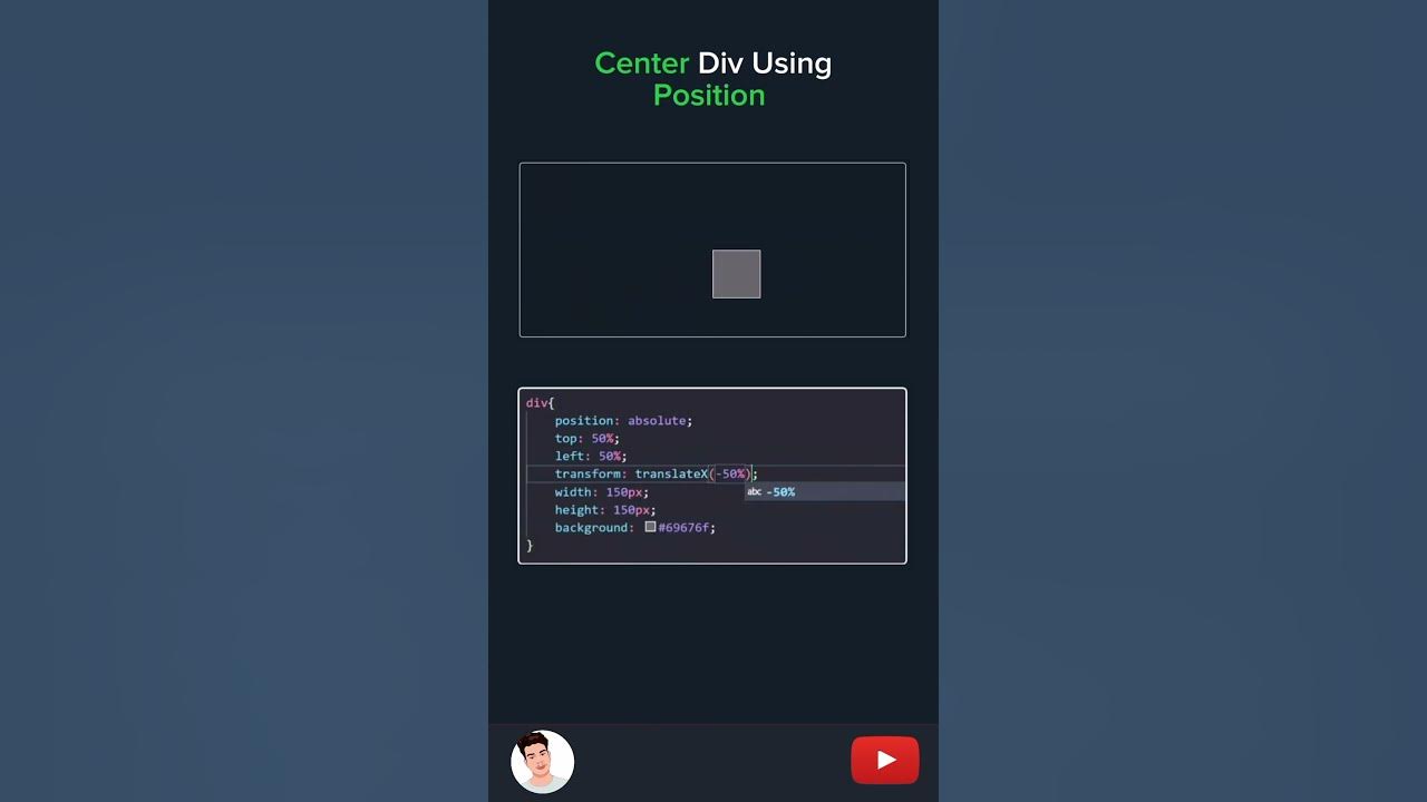 How To Center Div Using Position Html Css Center Shorts Youtube Codermaster05 Youtube