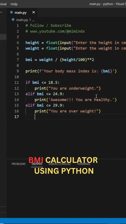 Bmi Calculator😲 Using Python🔥 Coding Programming Youtube