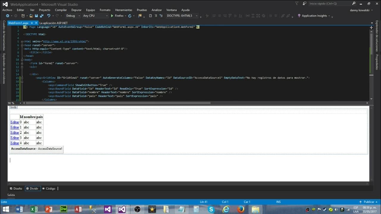 Botón de editar hecho con asistente conectado a access con ASP.net y Visual Basic. - YouTube