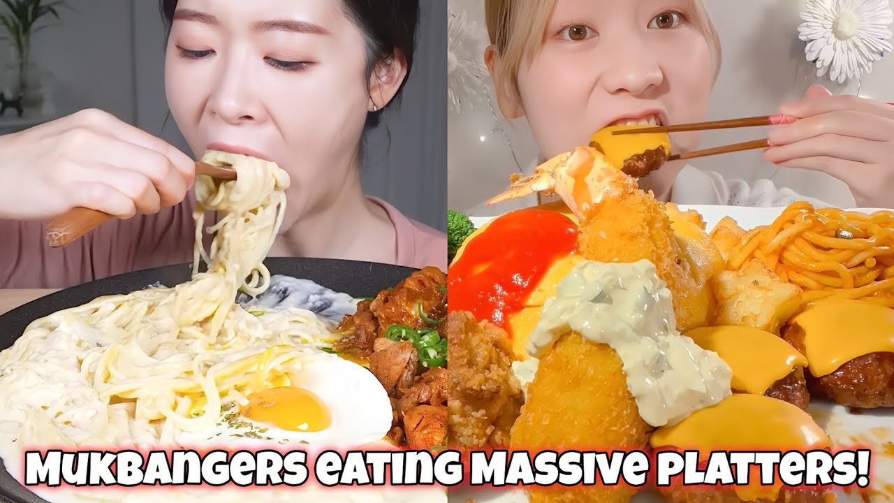 Mukbangers eating massive food platters in Non Stoping Way! - YouTube