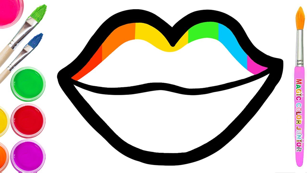 👄Drawing, Painting and Coloring a Colorful Lip | Easy Step By Step ...
