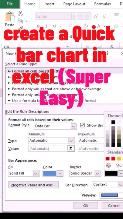 Create a Quick Colorful Bar Chart in Excel😎😎😎 #viral #shorts #excel #tips #exceltech #trending ...