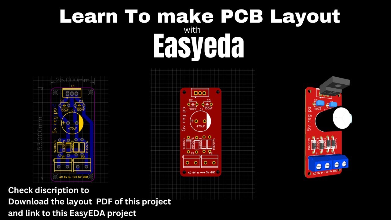 How to make a pcb layout easily with easyeda (5v supply layout demo) - YouTube