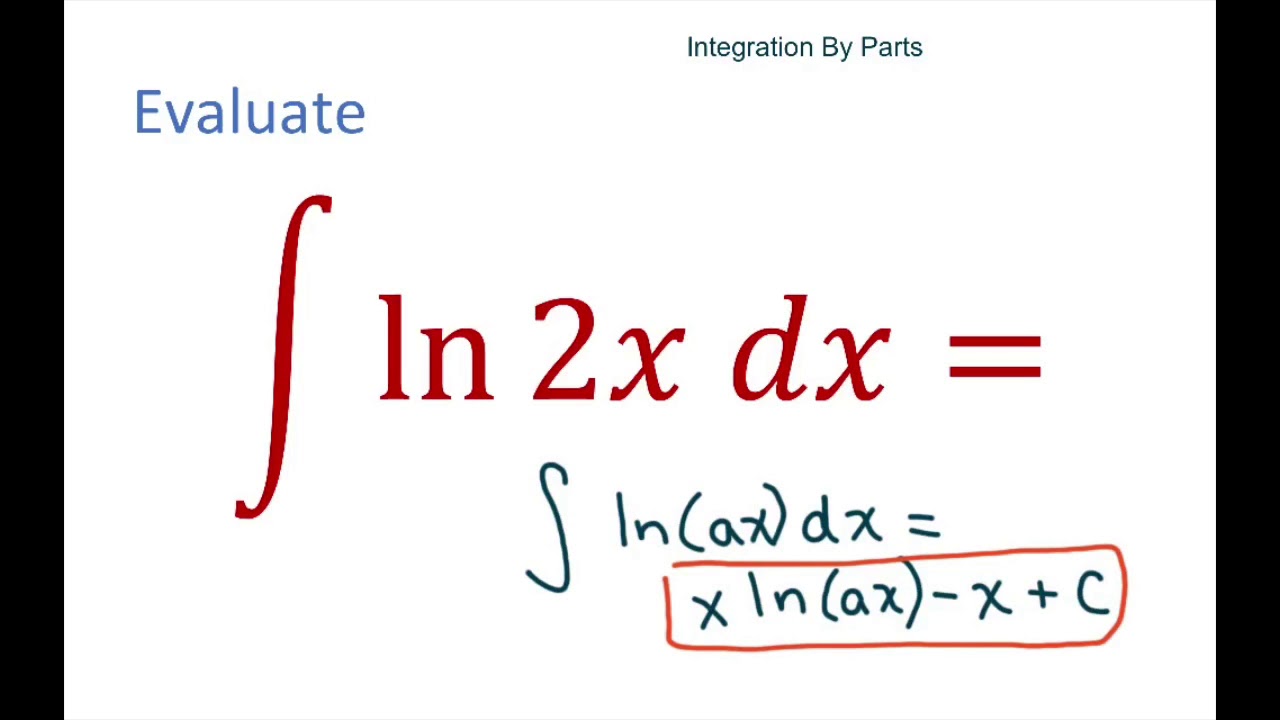 Integrate Ln 2x Dx YouTube