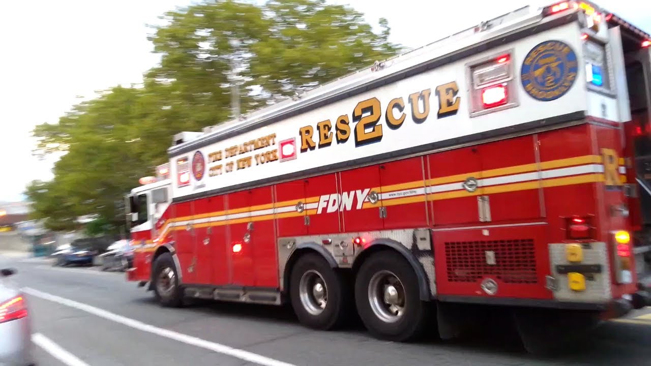FDNY Rescue 2 responds from quarters - YouTube