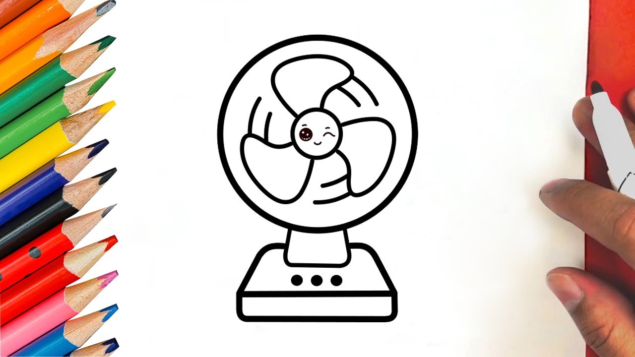How to draw a cute fan | Art drawing painting | Pencil drawing ideas ...
