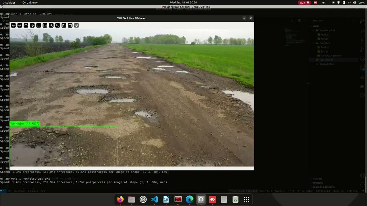 YOLOv8 Pothole Detection (CPU) - YouTube