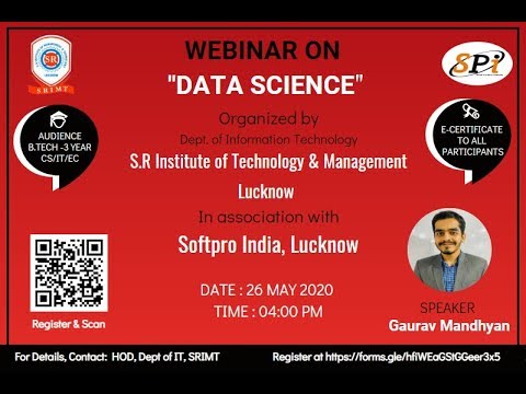 Webinar on "DATA SCIENCE" | SRIMT, LUCKNOW & Softpro India - YouTube