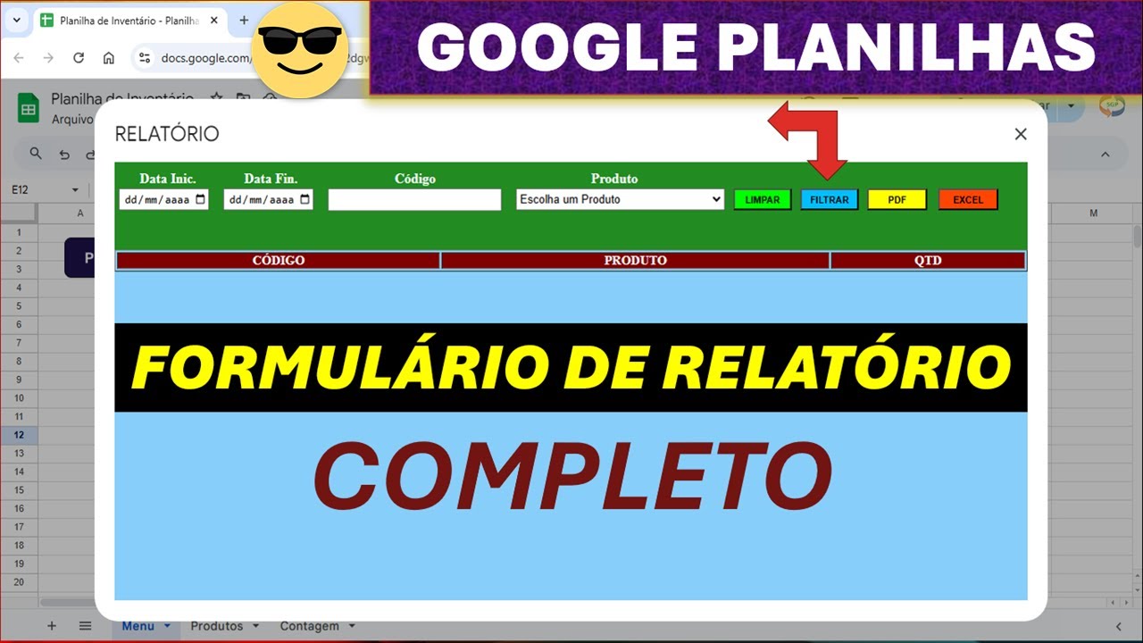 Planilhas Google | Fazendo Formulário de Relatório de Estoque | Google Apps Script | COMPLETO ...