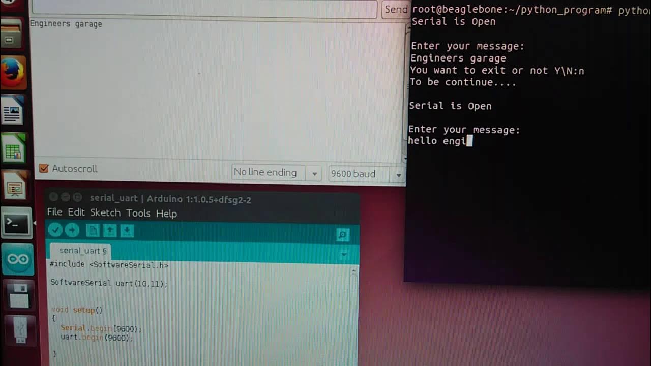 Sending data from Beaglebone black to arduino through UART - YouTube