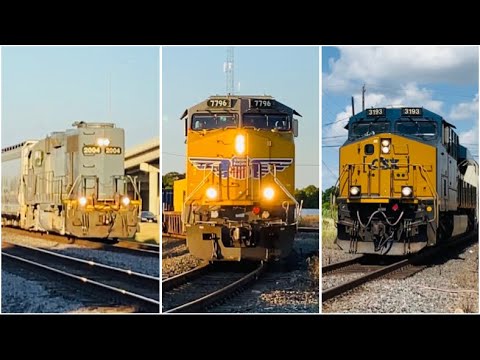 Trains around Houston ft CSX leader, EX SP leader, NS leader, KCS work train, LRNRN and more ...
