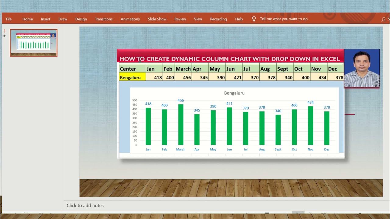 How to create dynamic column chart with drop down in excel - YouTube