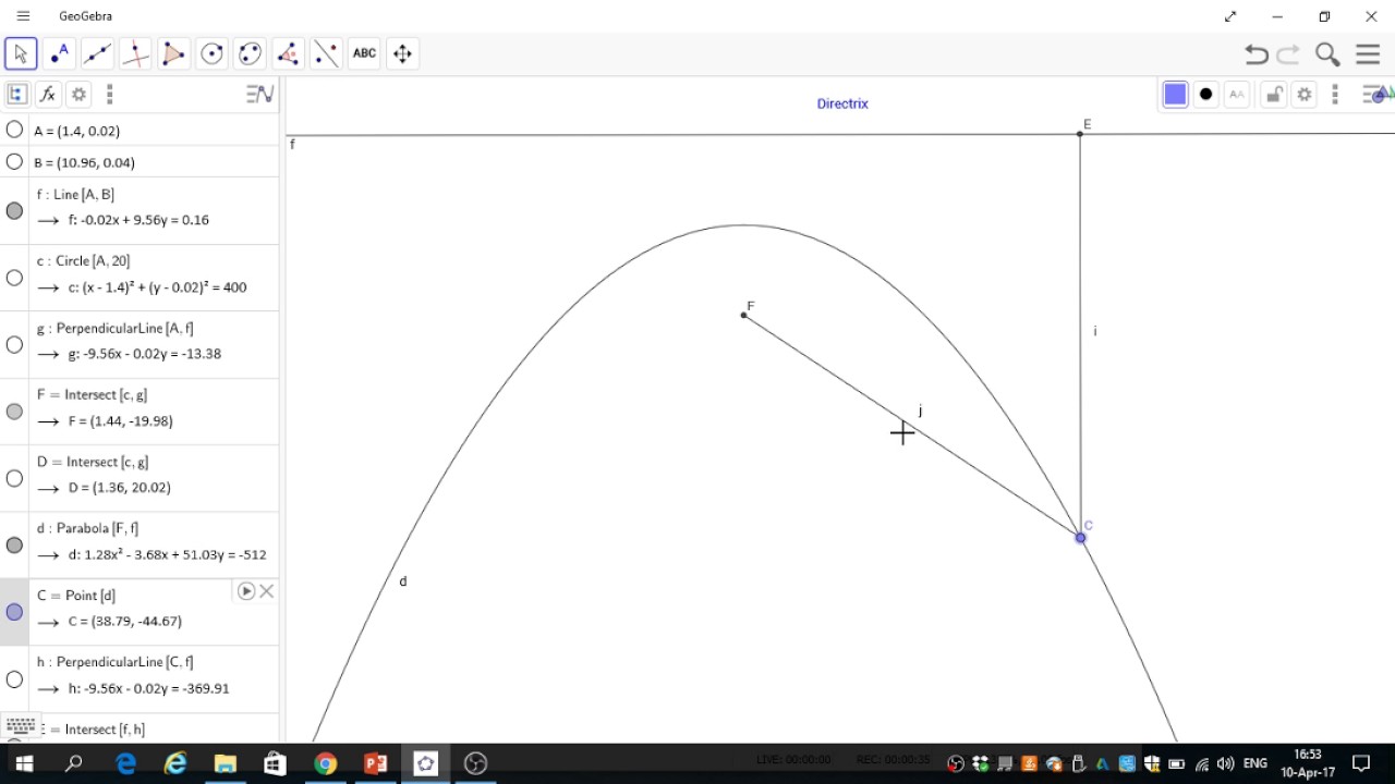 Parabola on Geogebra - 16176855 - YouTube