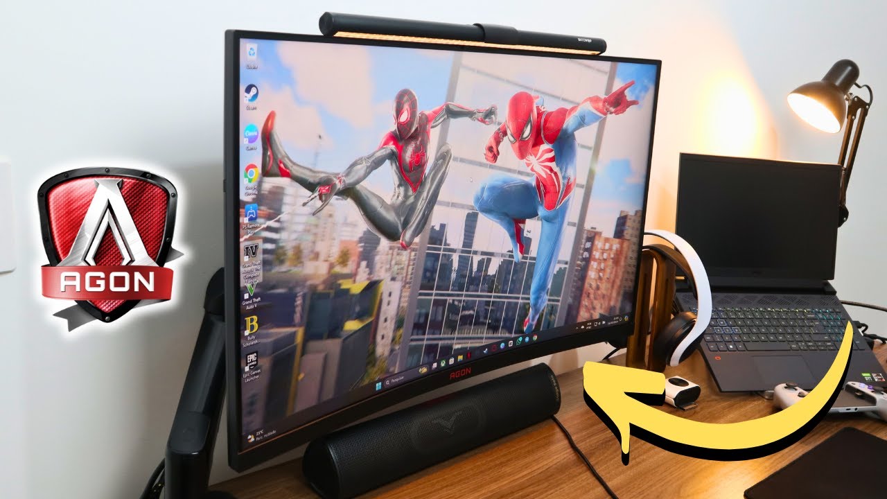 AOC AGON Monitor GIGANTE 32"! GAMER CURVO com 165HZ - 1MS + RGB! - YouTube