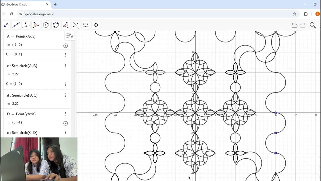 Tutorial membuat motif batik di aplikasi GeoGebra menggunakan 4 konsep Transformasi Geometri ...