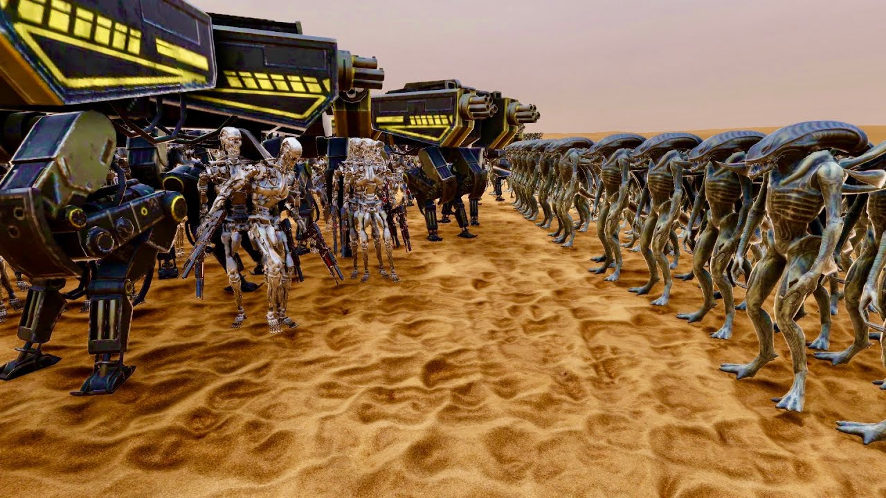 3 500 T 45 & T 800 TERMINATORS vs 1 MILLION ALIENS INVASION BATTLE ...