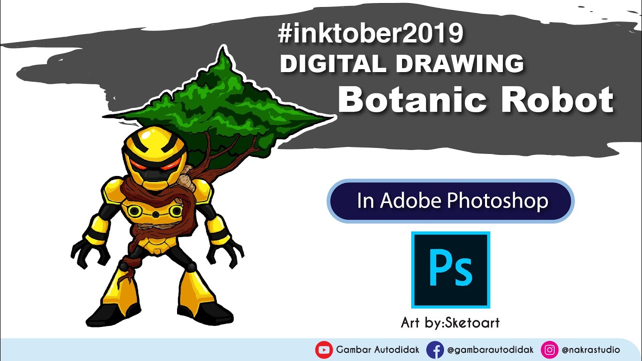 DRAWING BOTANICAL ROBOT IN ADOBE PHOTOSHOP - YouTube