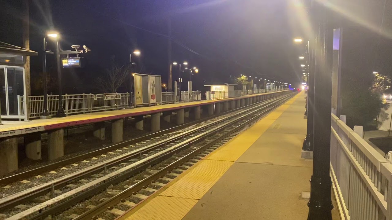 LIRR WORK TRAIN W/ 160 AND 165 THROUGH FARMINGDALE W/ RED SANDITE ...