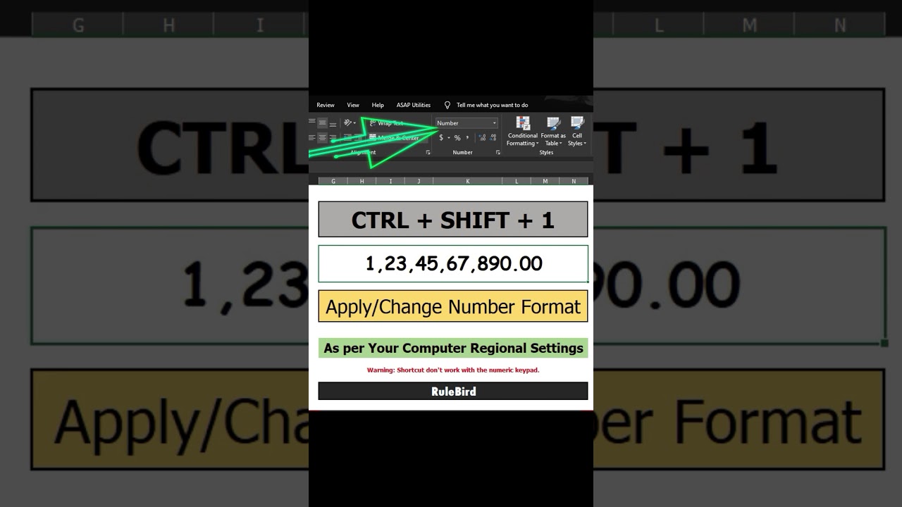 Excel Shortcut - 👉 CTRL + SHIFT + 1 👈 #Shortcuts with #Shorts - YouTube