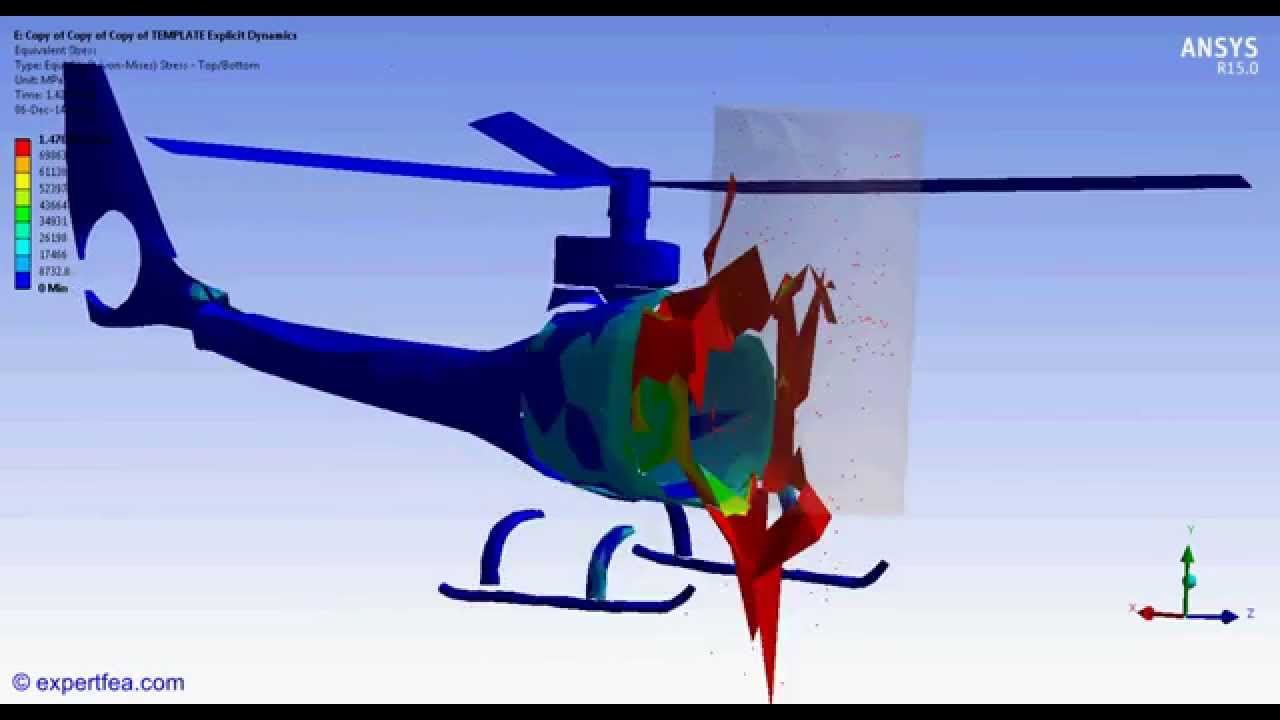 ANSYS WB Explicit Dynamics FEA - Simulation of a helicopter crashing ...