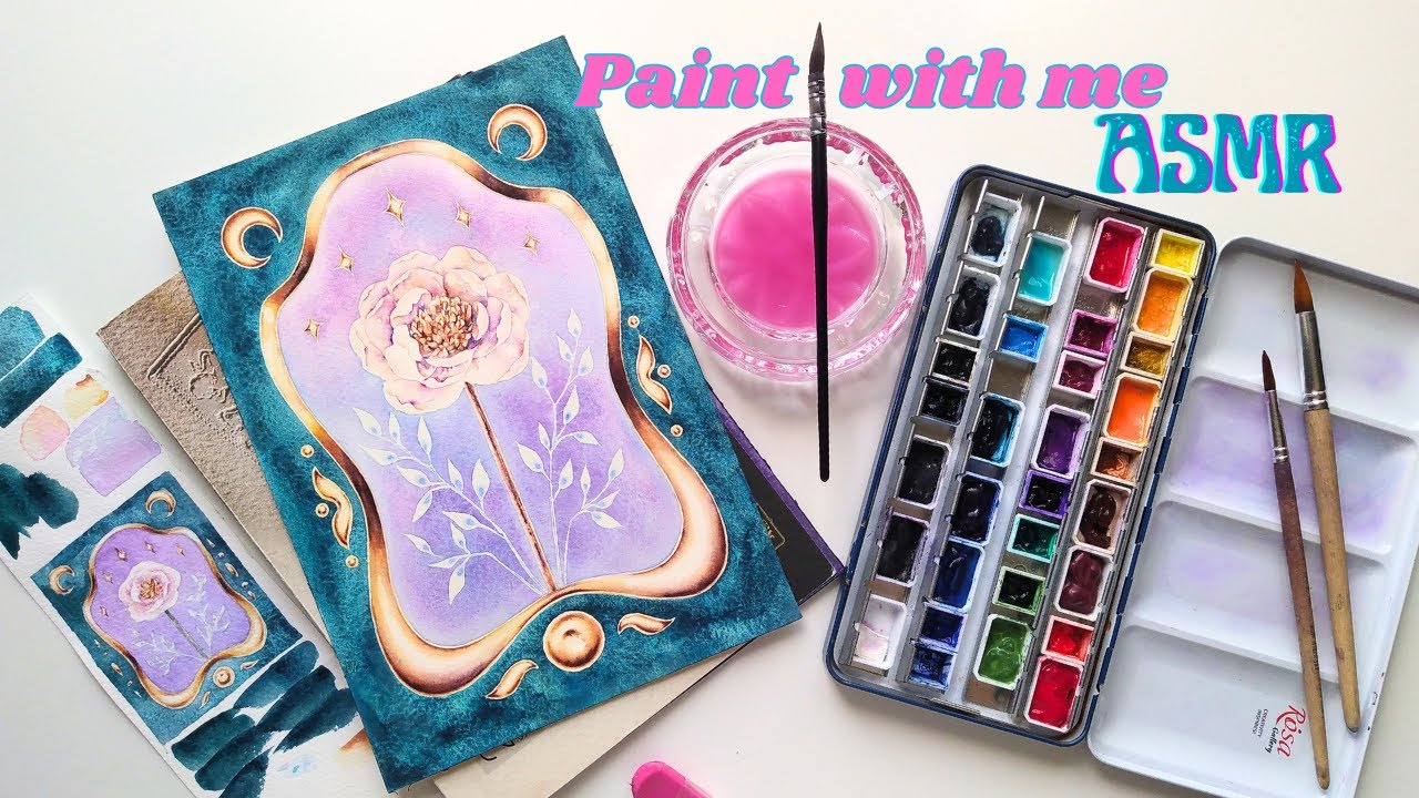 ASMR + Watercolor Peony painting | Relaxing Art 🌸 - YouTube