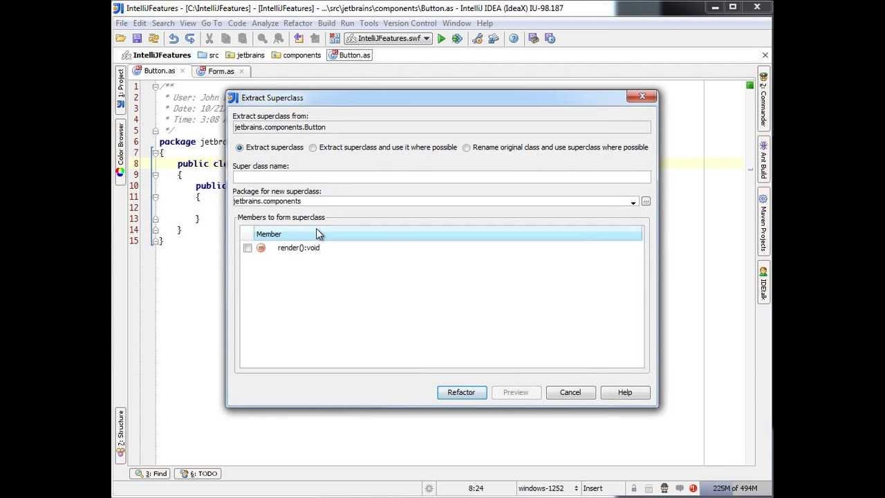 Refactoring - Extract Superclass (IntelliJ IDEA) - YouTube