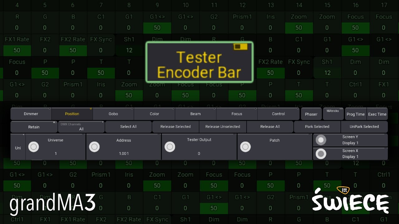 grandMA3 v1.8 | Tester DMX w Encoder Bar - YouTube