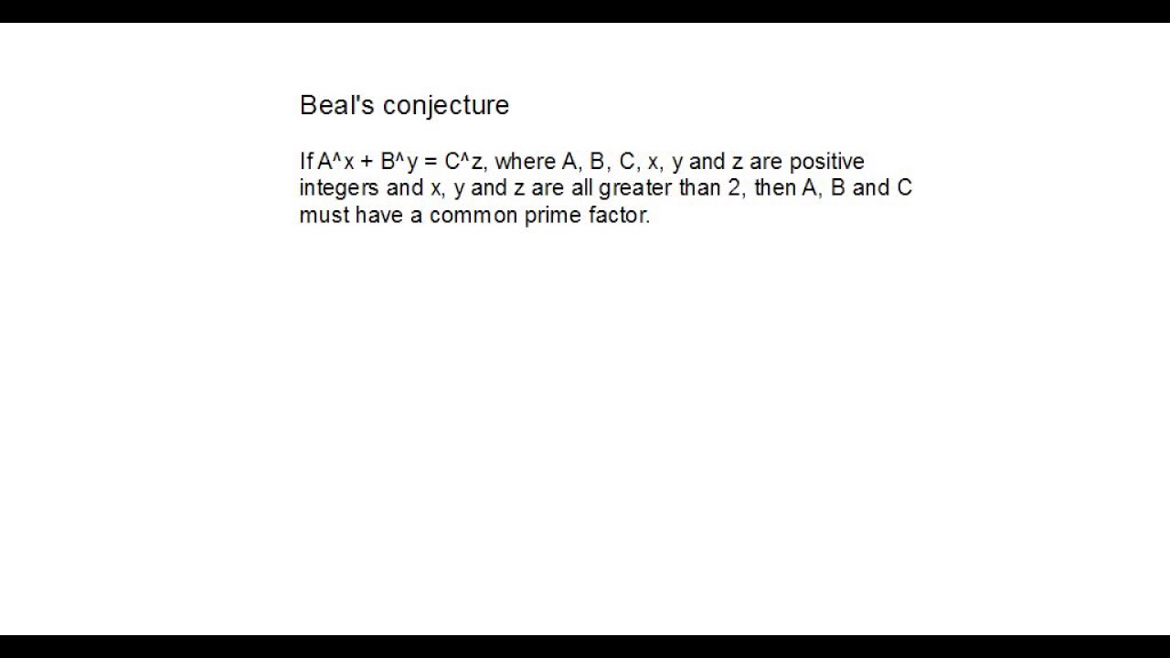 Beal conjecture general statement - YouTube