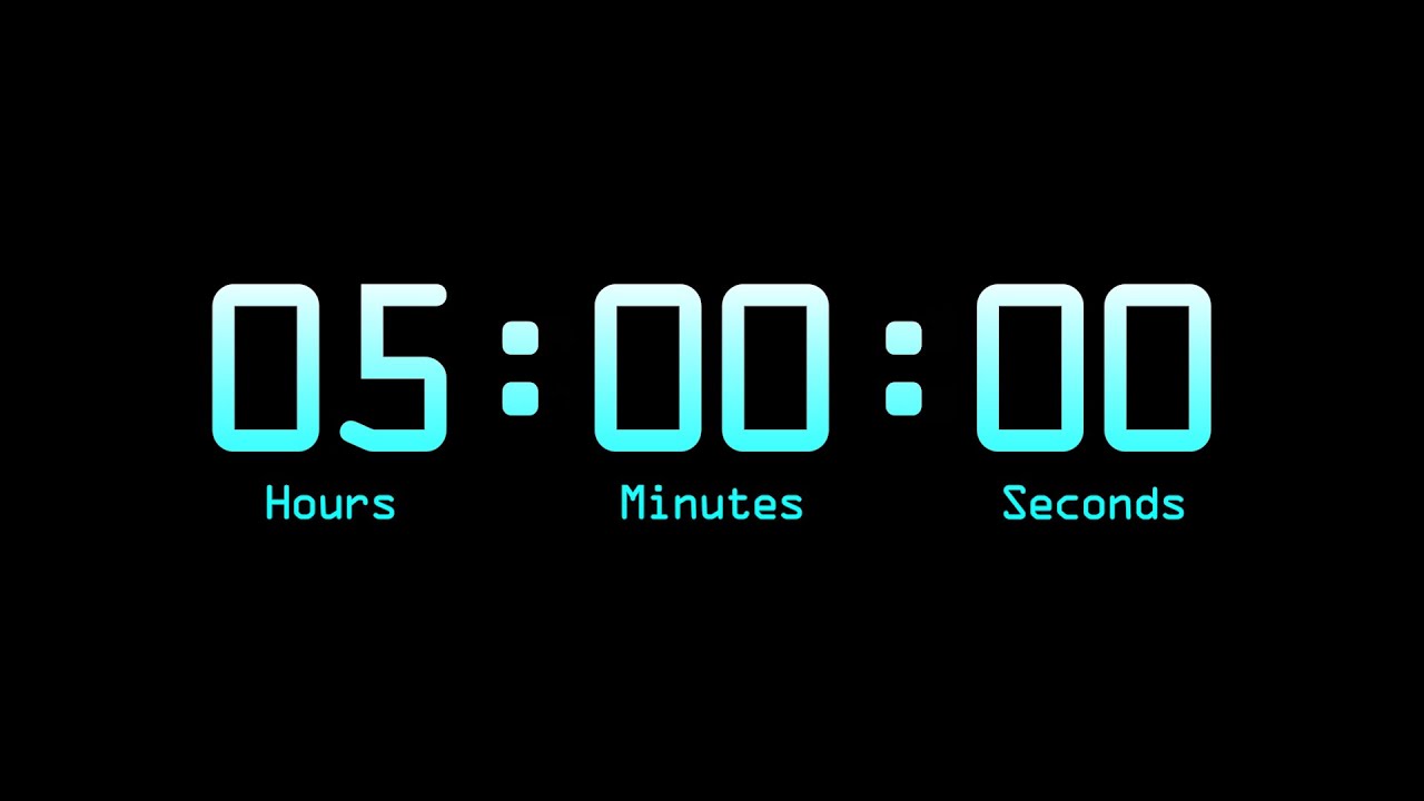 5 Hour Countdown Timer with Alarm & Chapters - Retro Digital - Sky Blue ...