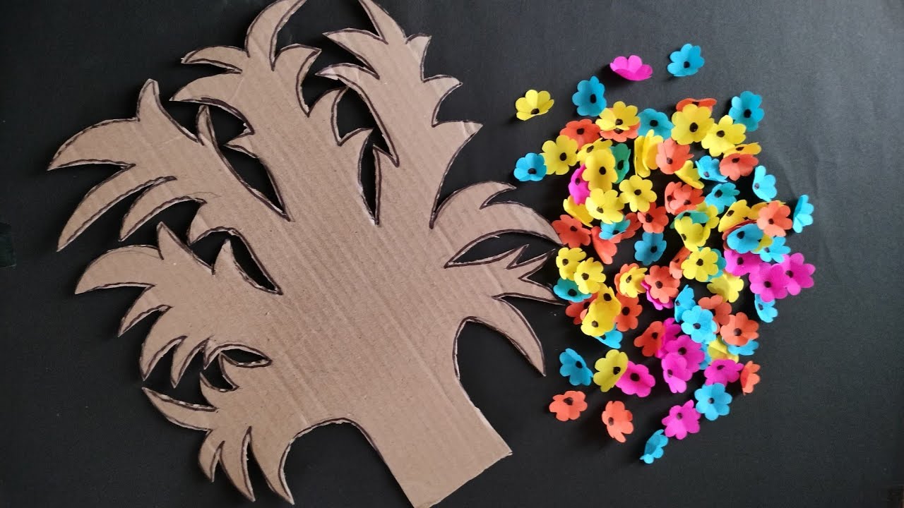 Amazing Tree Wall Hanging Craft || cardboard wall decoration ideas ...