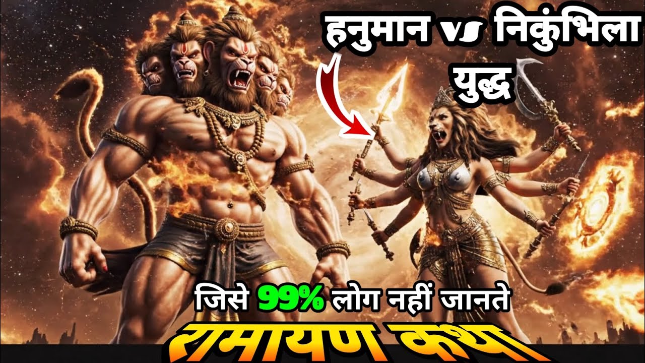 निकुंभला हनुमान युद्ध|पंचमुखी हनुमान ने किया मेघनाथ की कुलदेवी का संहार ...