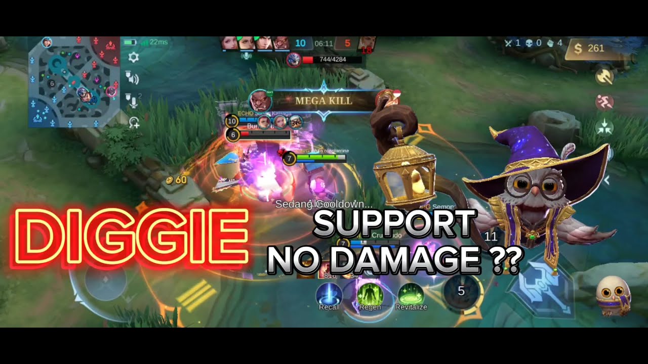 CARA BERMAIN DIGGIE SUPPORT FULL DAMAGE ! DIGGIE BEST DAMAGE BUILD ...
