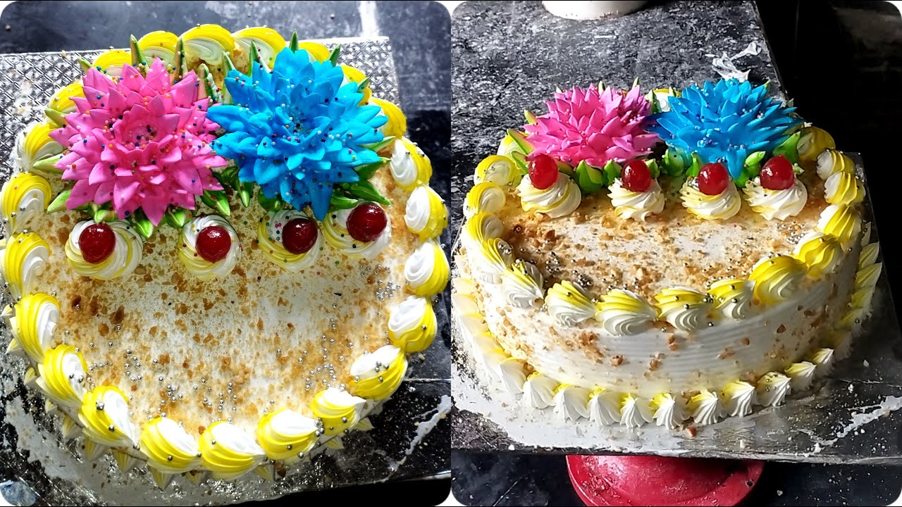 How to make | Butterscotch yellow colour cake design | simple making ...